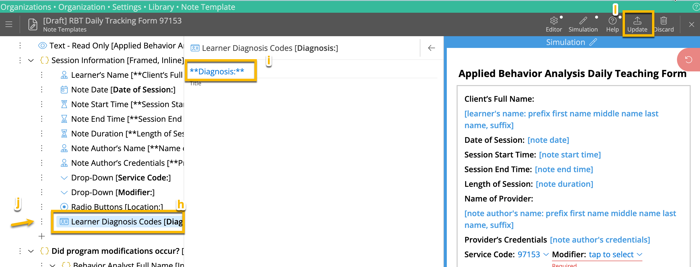 Adding Learner, Member, and Organization Profile Information into a Note Template