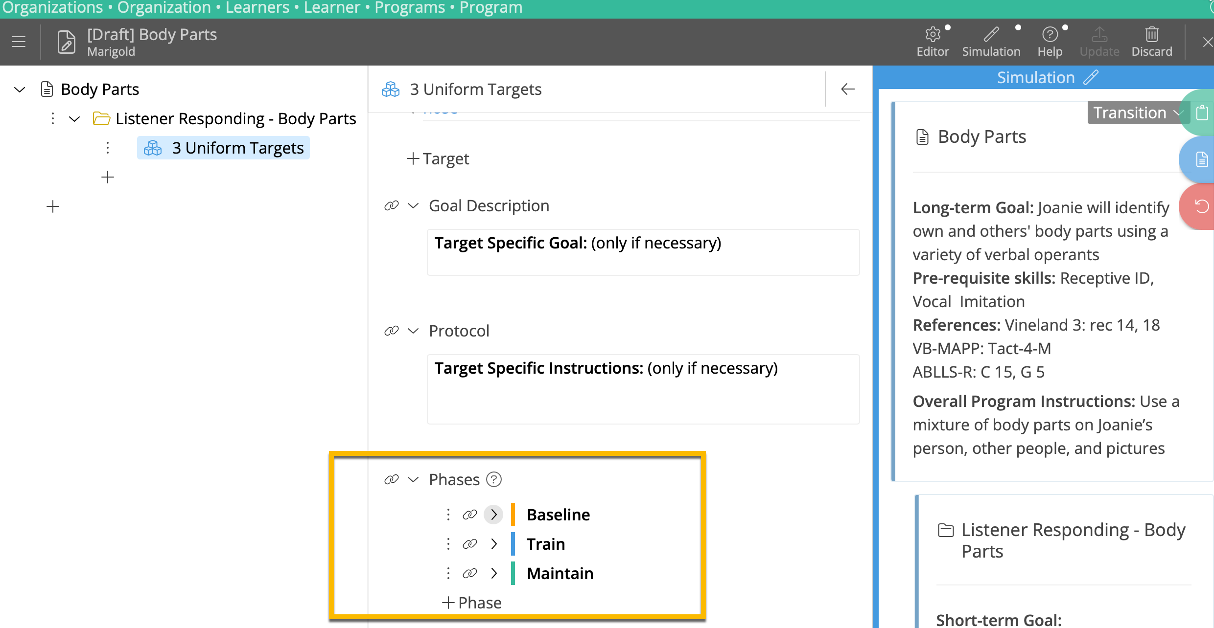 How to Add a Phase Change / Intervention Line to One Target