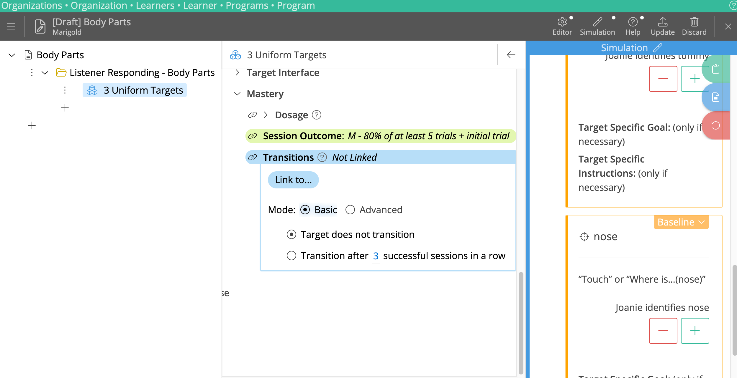 How to Add a Phase Change / Intervention Line to One Target