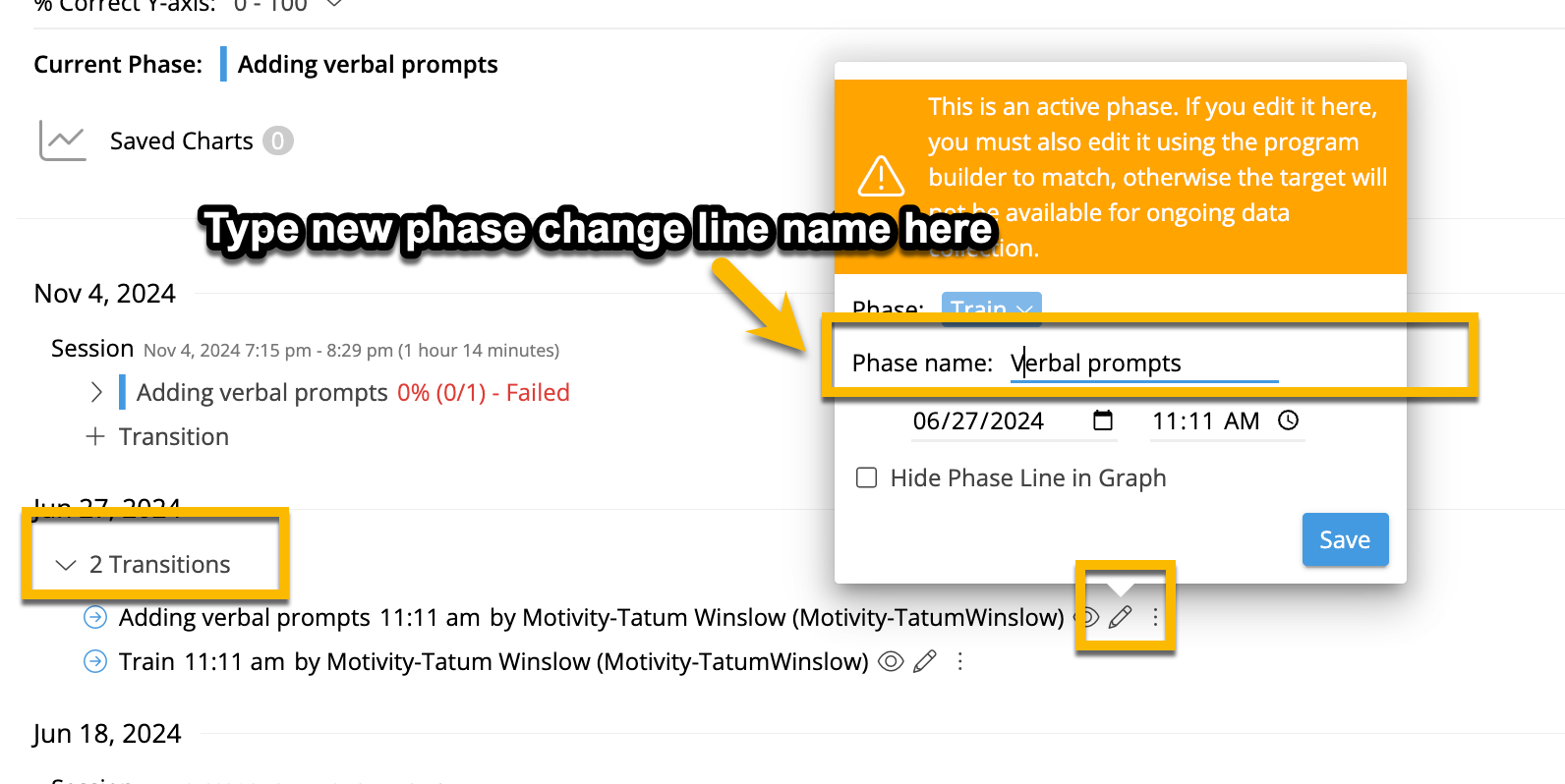 How to Change the Name of an Existing Phase Change Line
