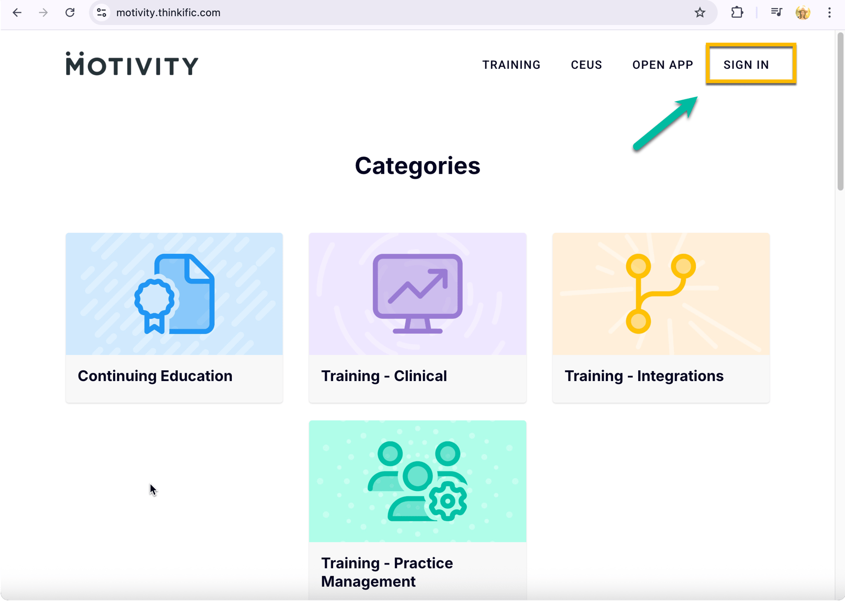 Accessing Motivity Online Training Courses (in Thinkific)
