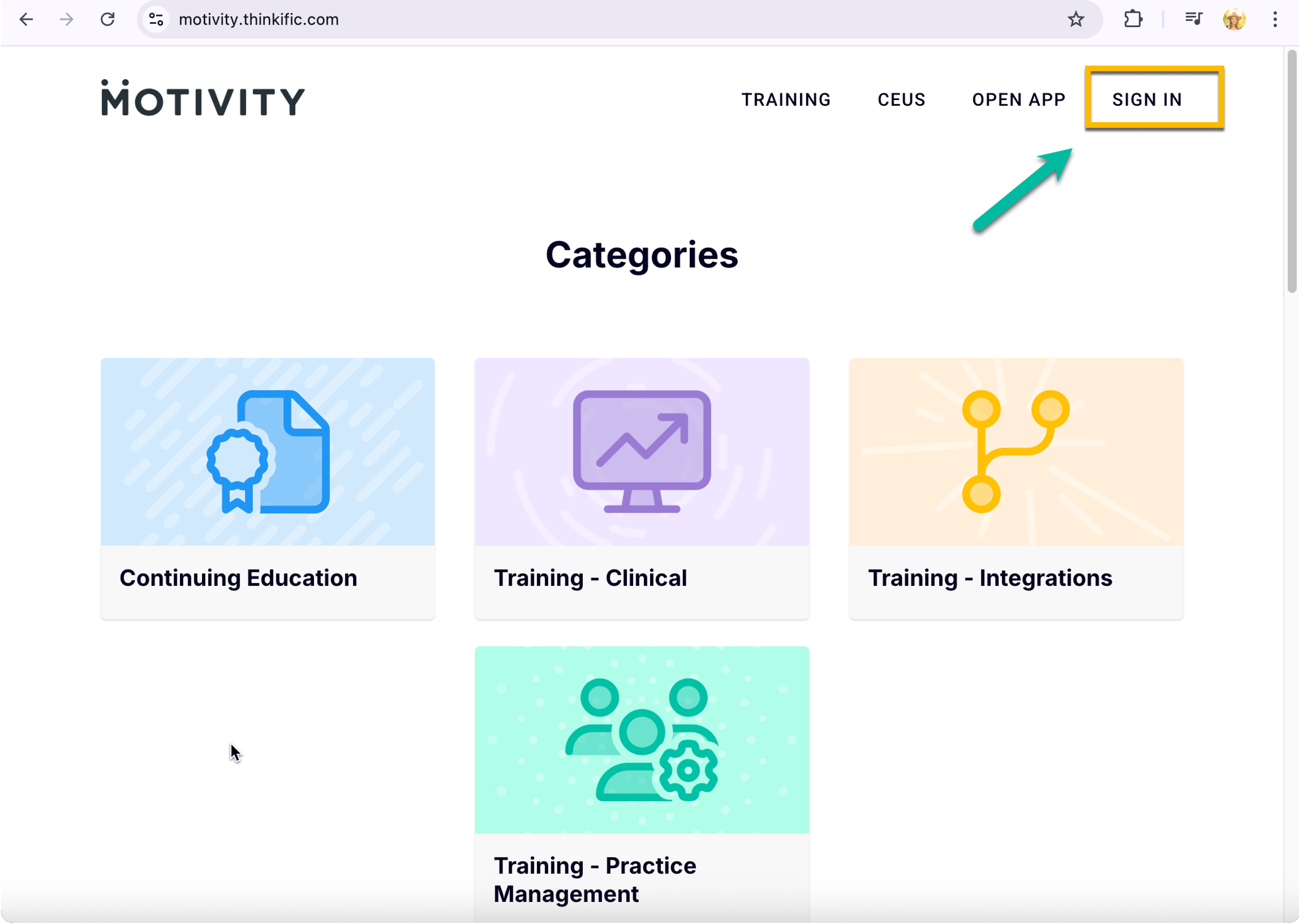 Accessing Motivity Online Training Courses (in Thinkific)