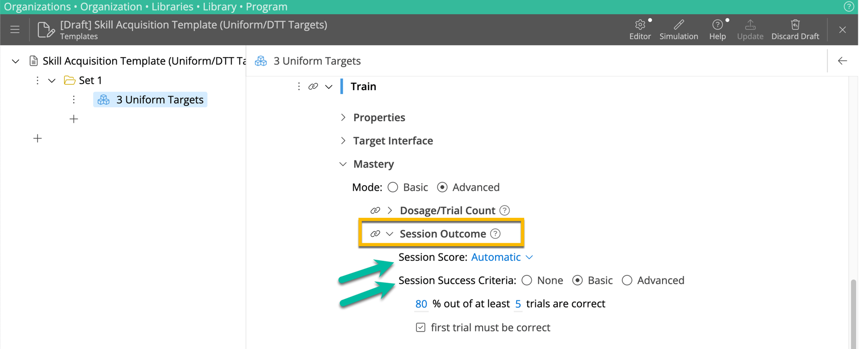 Setting up Mastery- Session Outcome
