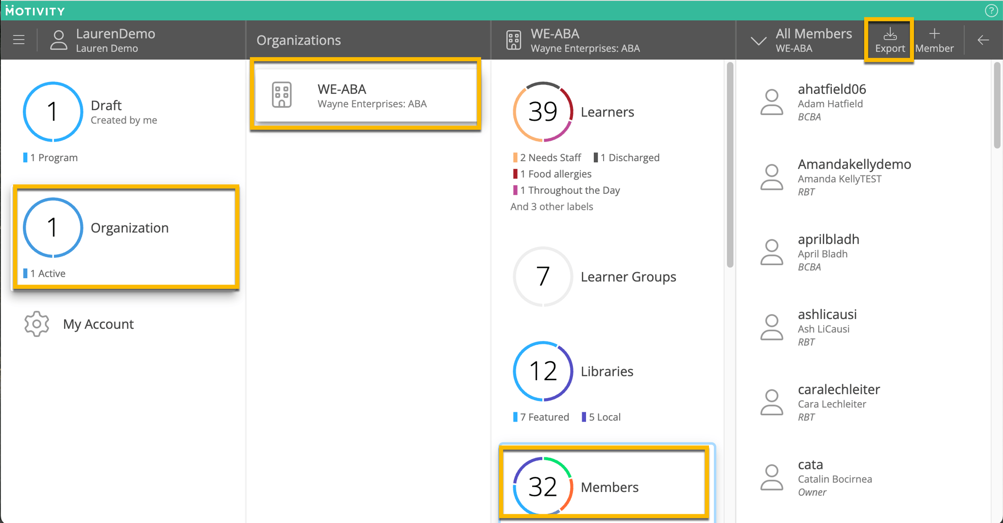 Export Member Data from your Organization