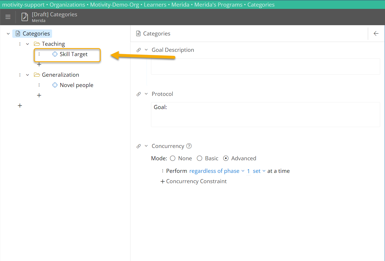 Edit Targets in Program Templates