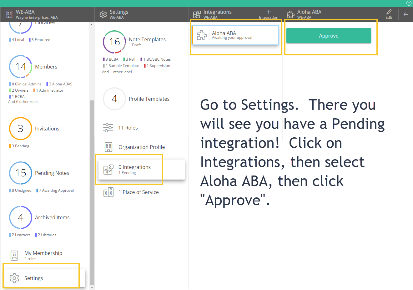 Aloha Integration Step 1: Initiate Integration