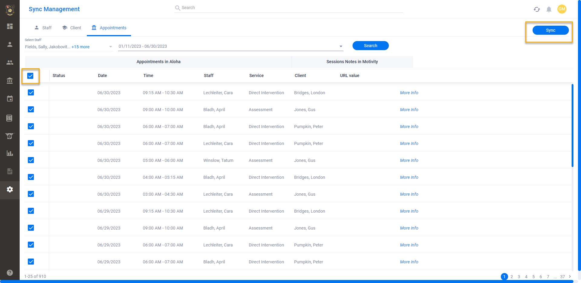 Aloha Integration Step 3: Linking Clients and Appointments