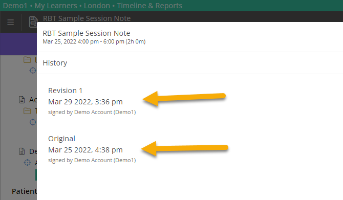 Editing Contents of Signed Session Notes