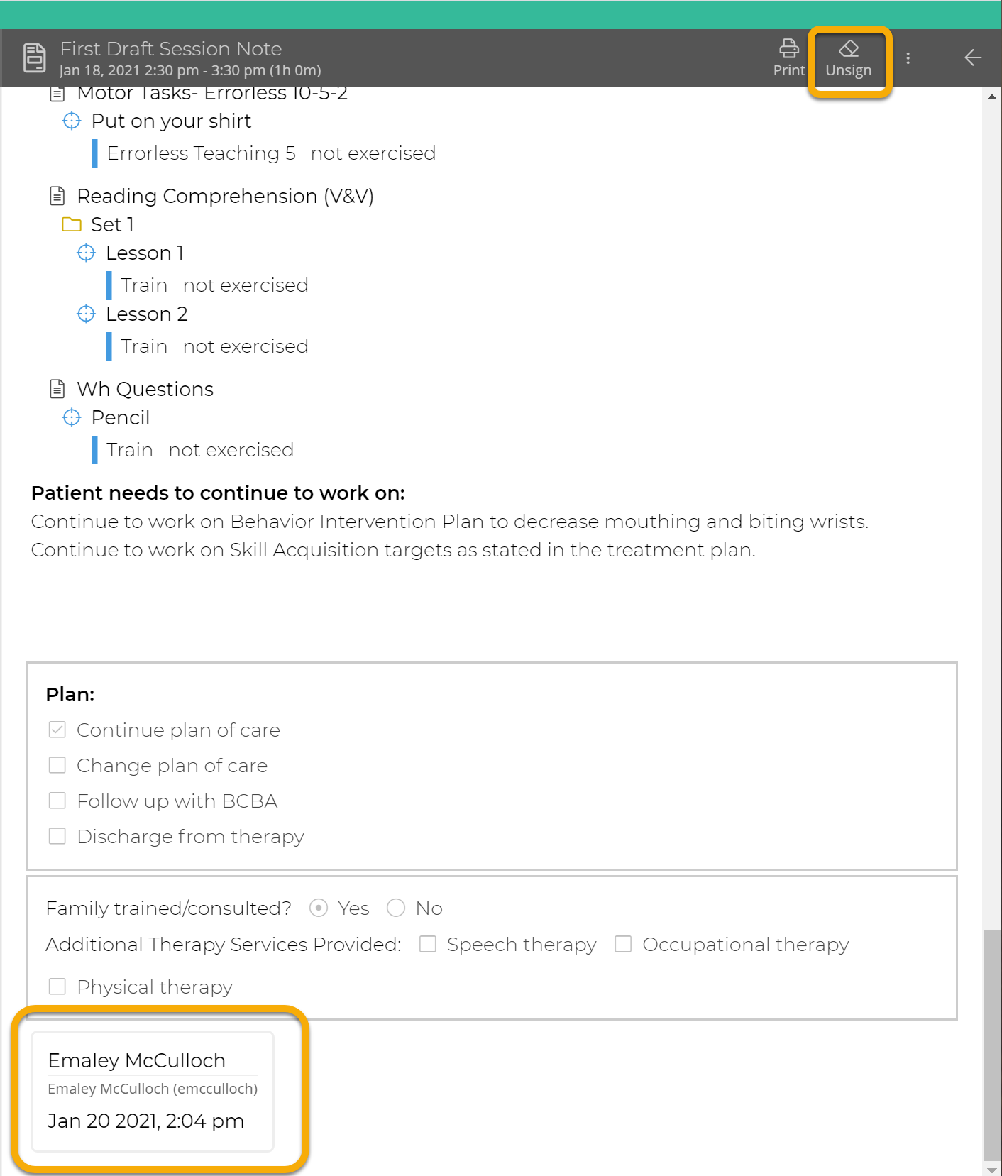 Create Learner Session Note
