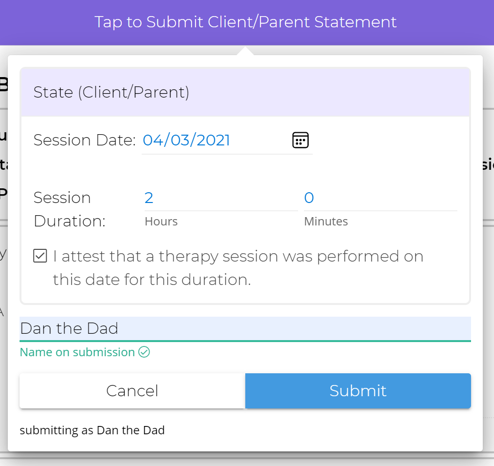 Capturing Parent/Caregiver Signatures on Session Notes