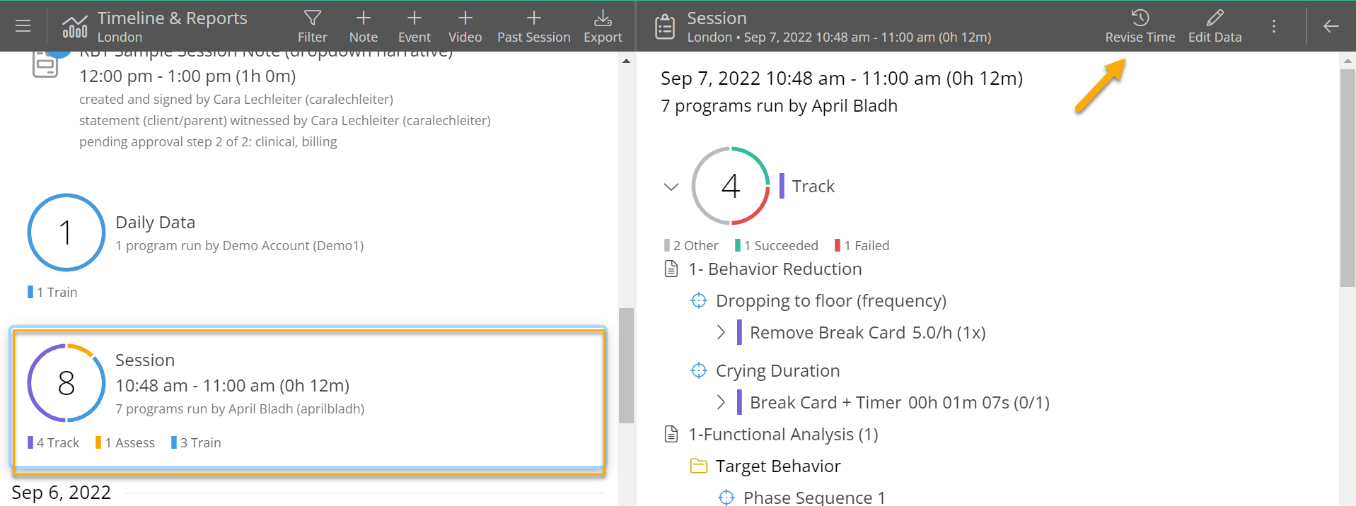 Editing Past Session Times