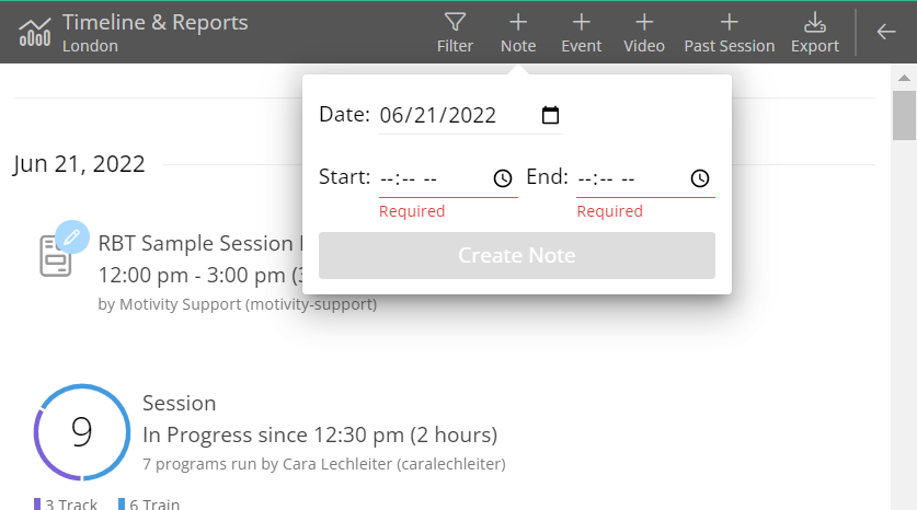 Create Learner Session Note
